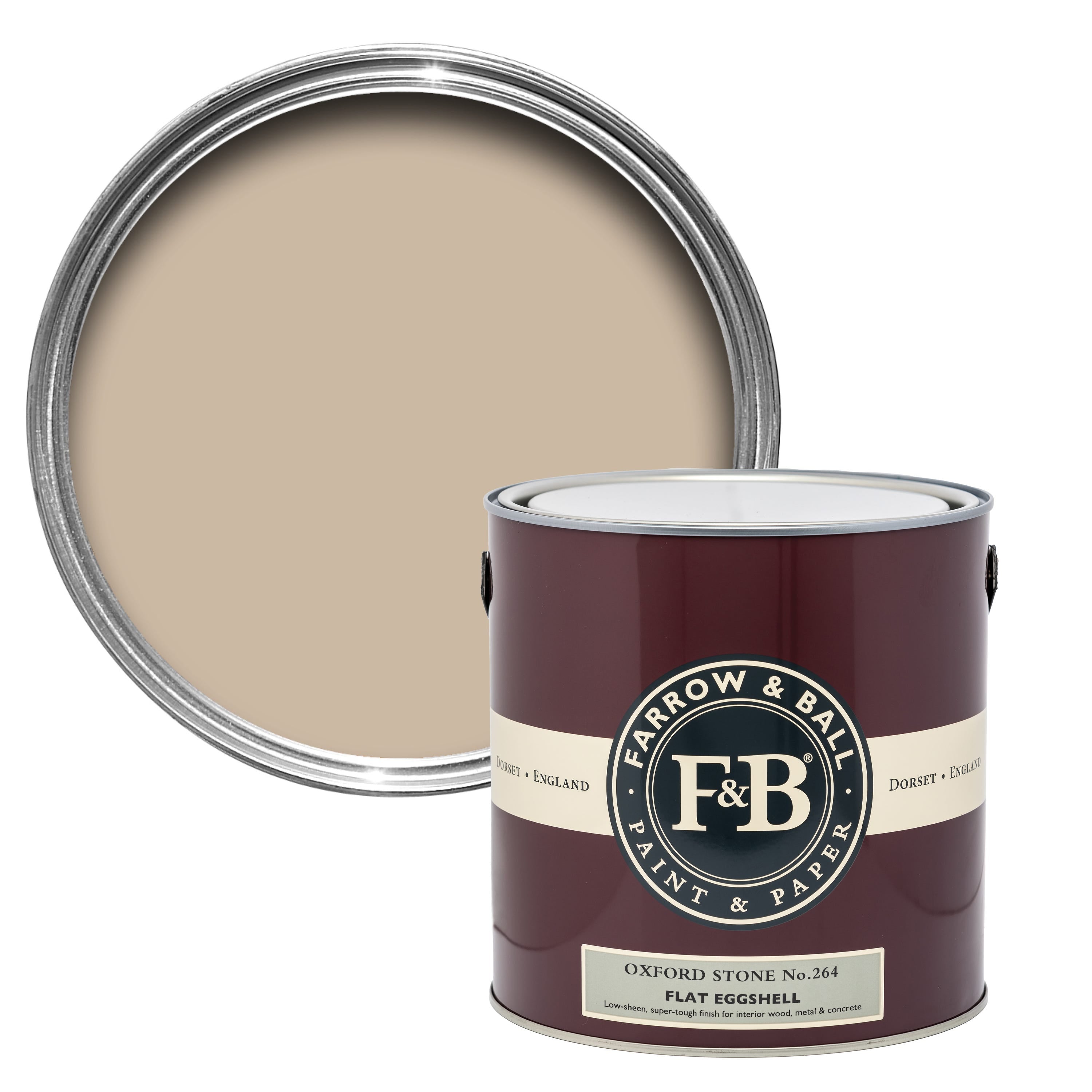 Farrow & Ball 2.5L Flat Eggshell Oxford Stone No.264 - Painters Paradise
