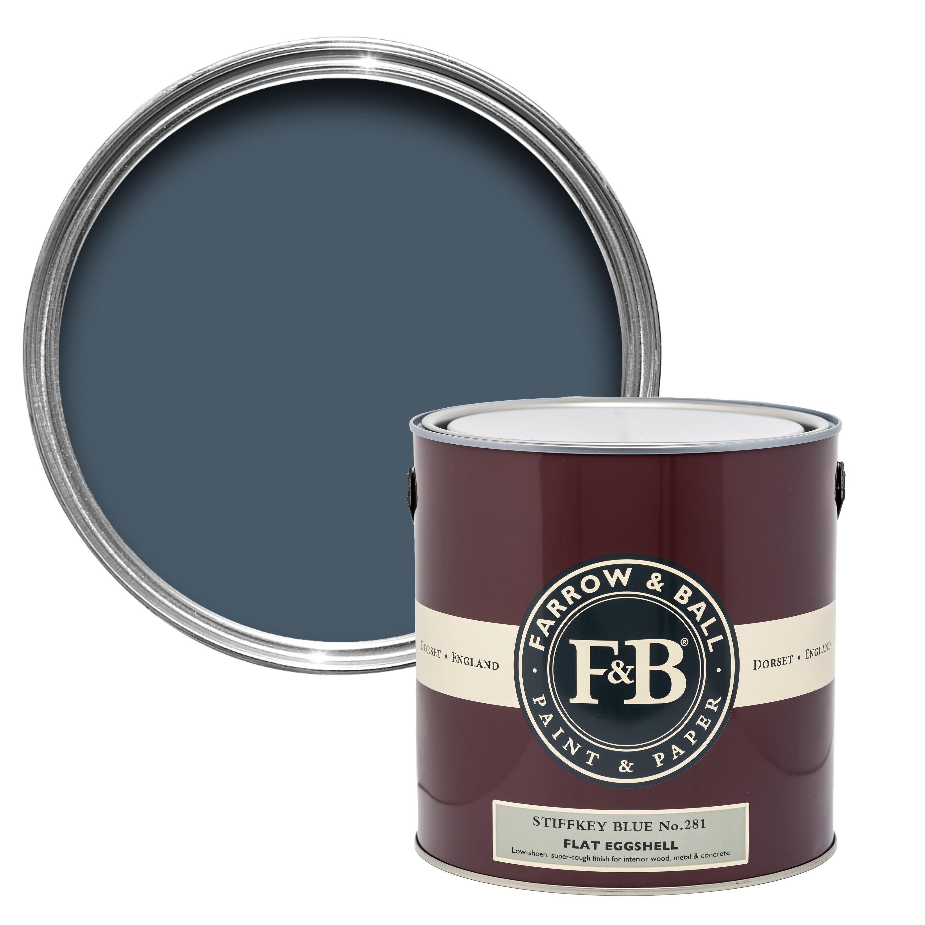 Farrow & Ball 2.5L Flat Eggshell Stiffkey Blue No.281 - Painters Paradise