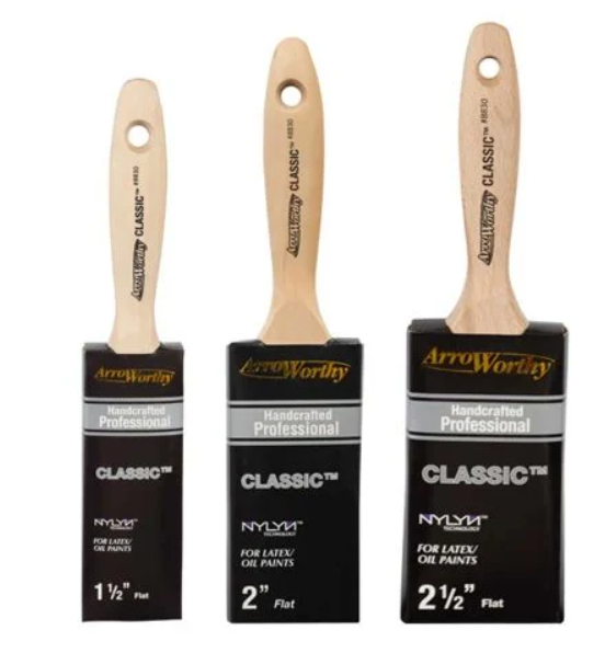 Arroworthy Classic Straight Flat Cut Brush Beavertail All Sizes 1.5"/2 ...